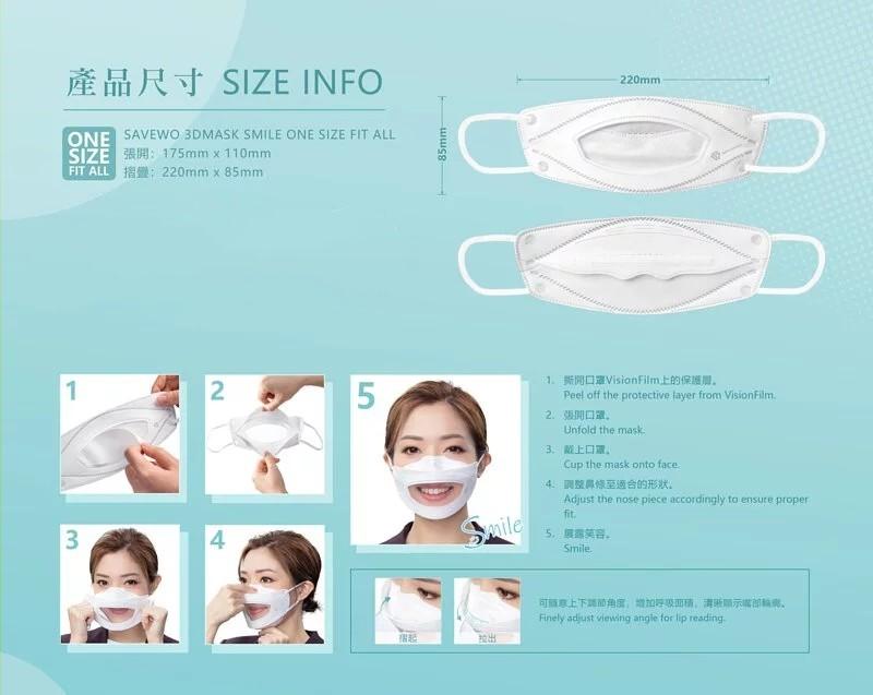 Savewo KF Certified 3D Smile Mask (Sold per piece), Health & Nutrition ...