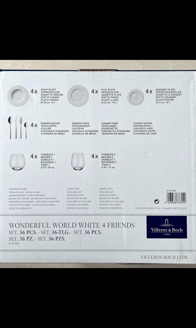 Villeroy and Boch Wonderful World White for 4 Pax, Furniture & Home ...