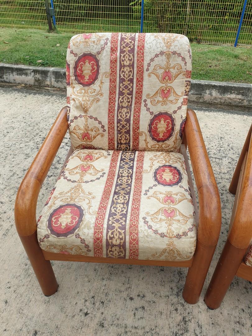 Vintage Twin Pak Awang Chairs with Marble Coffee Table, Furniture ...