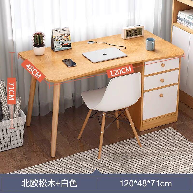 120cm Study Table / study desk with drawers - white, Furniture & Home ...