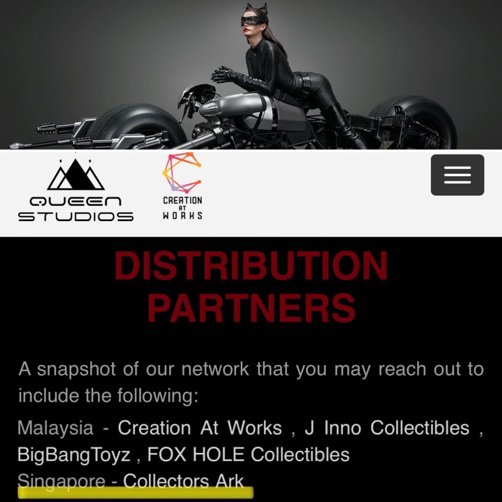 1/6 Scale. QUEEN STUDIOS Official SG Distributor. CatWoman On BatPod 1/ ...