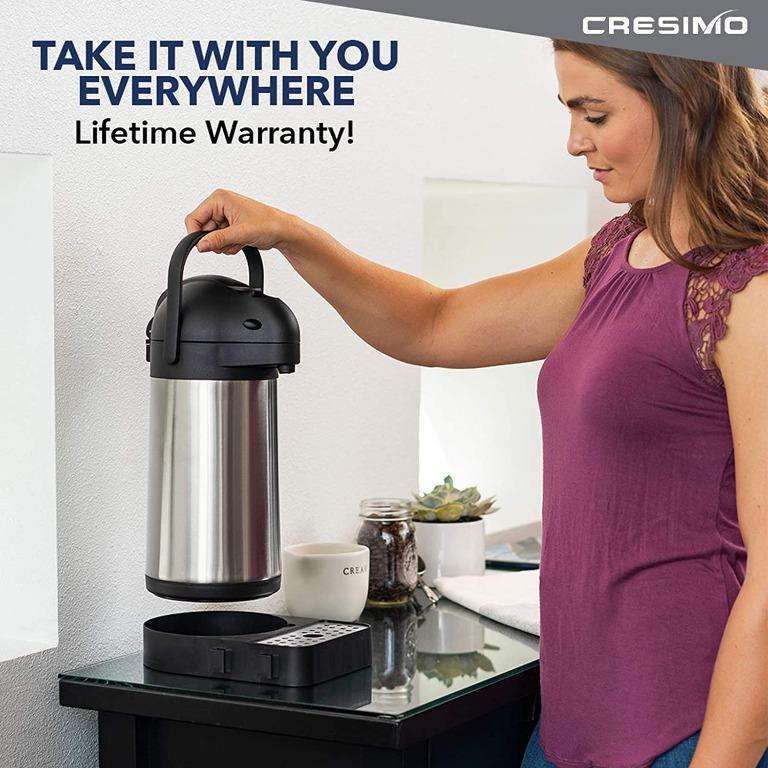 Cresimo 2.2 Liter Airpot Thermal Coffee Carafe with Pump/Lever Action ...