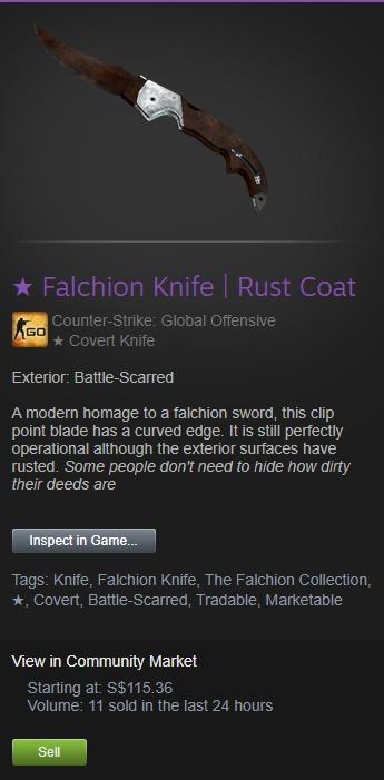 CSGO FALCHION KNIFE RUST COAT, Video Gaming, Video Games, Others on ...
