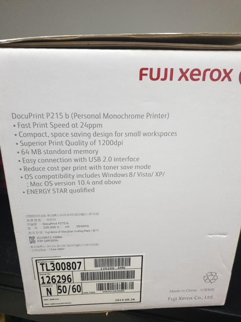 Fuji Xerox DocuPrint P215b, Computers & Tech, Printers, Scanners ...