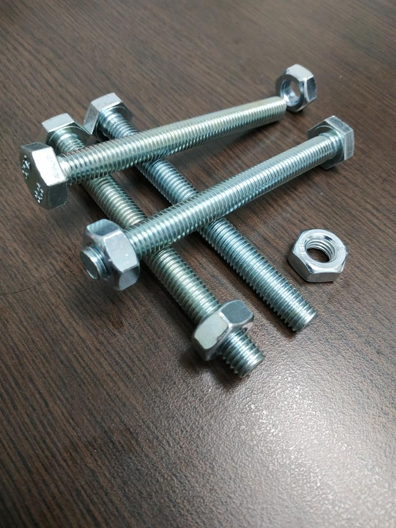 Hex Bolt and Nut GI M10 100mm, Everything Else on Carousell