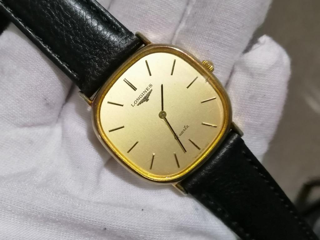 Longines Gold Plated Square Quartz Watch, Luxury, Watches on Carousell