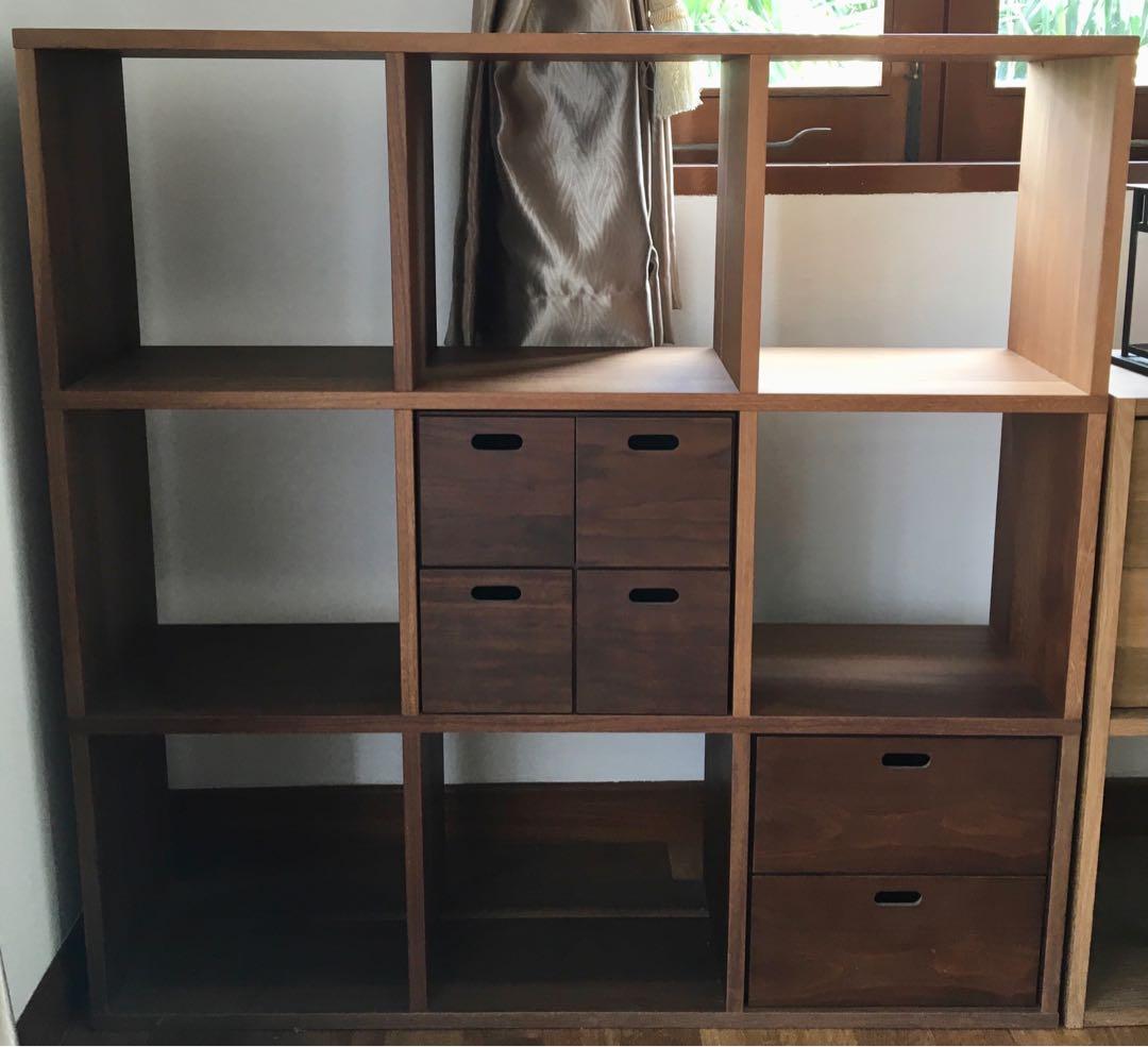 MUJI Walnut Original Stacking shelf and cupboard - like new, self ...