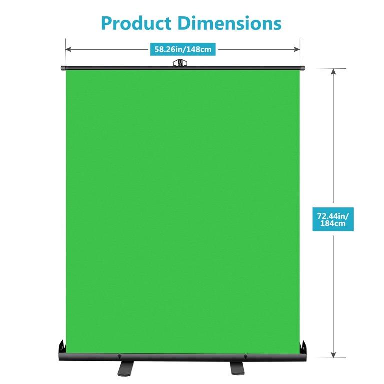 Neewer Green Screen with Crossbar fixing arm, 148x184cm Collapsible ...