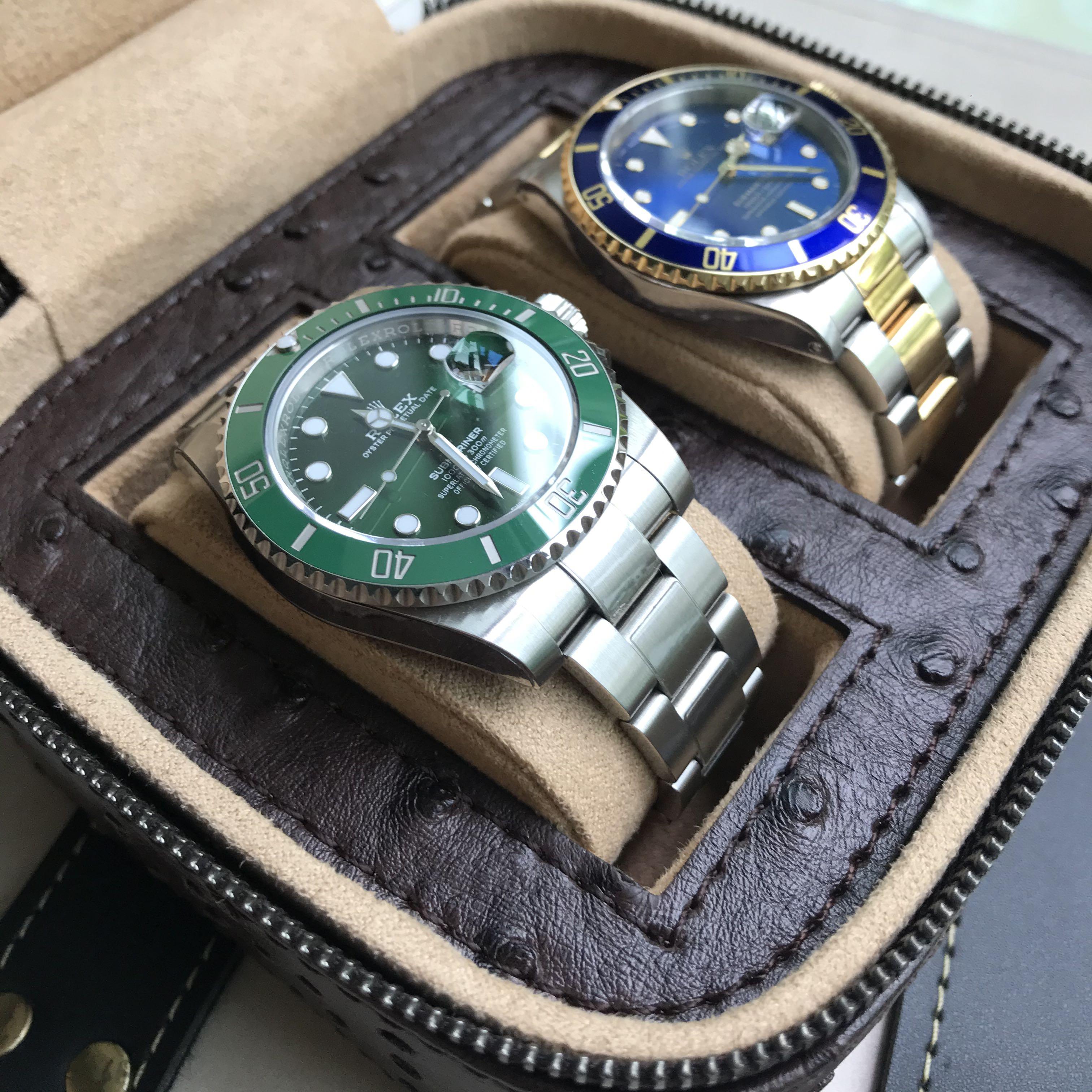 Ostrich double 2 watch box storage display case for rolex submariner ...