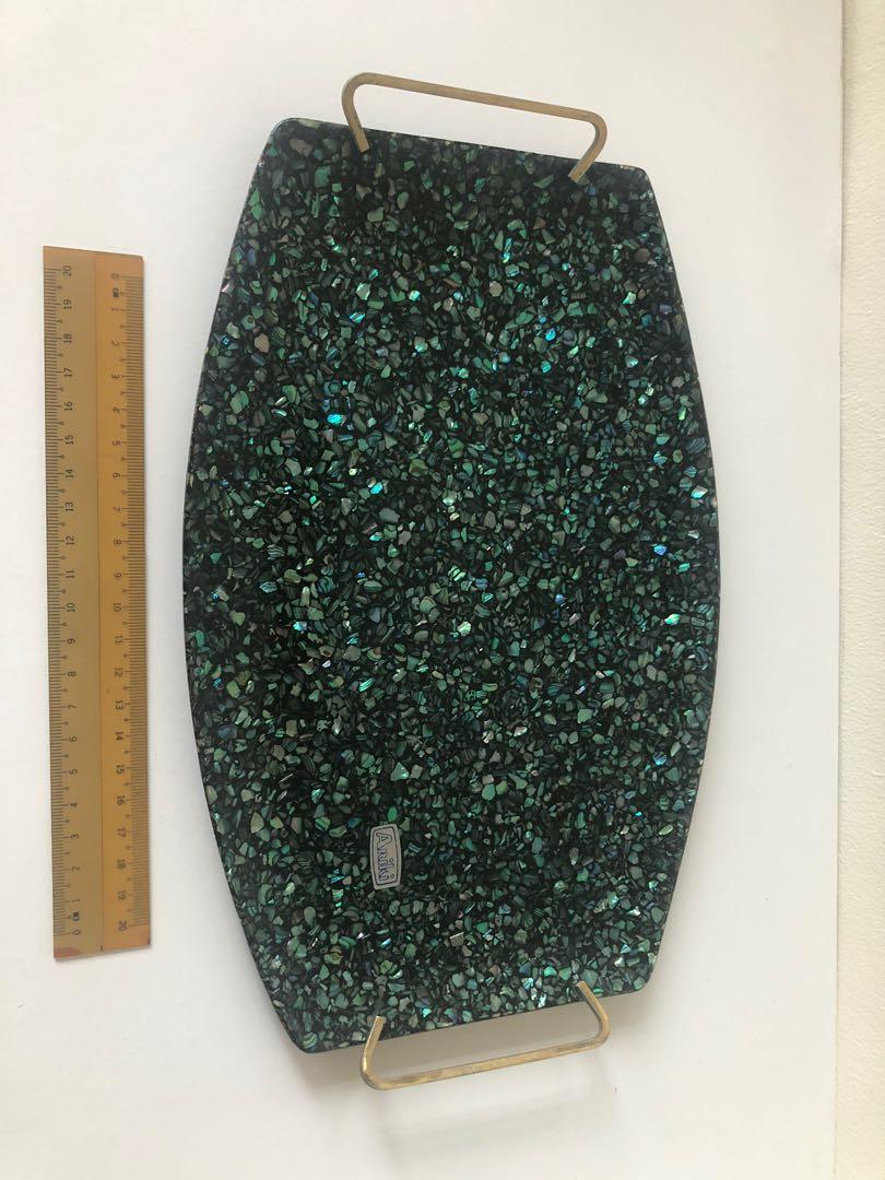 Paua Shell Tray with Brass Handles - Ariki Paua Shell, Furniture & Home ...