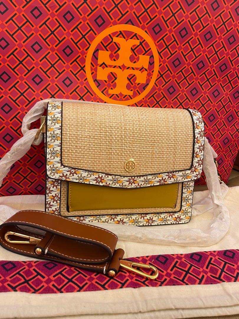 Ready Stock authentic Tory Burch Robinson Straw Convertible Shoulder ...