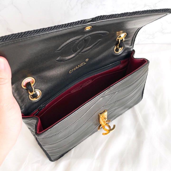 *SOLD* Chanel Vintage Lambskin Flap with Fabric Trim in 24k Gold ...