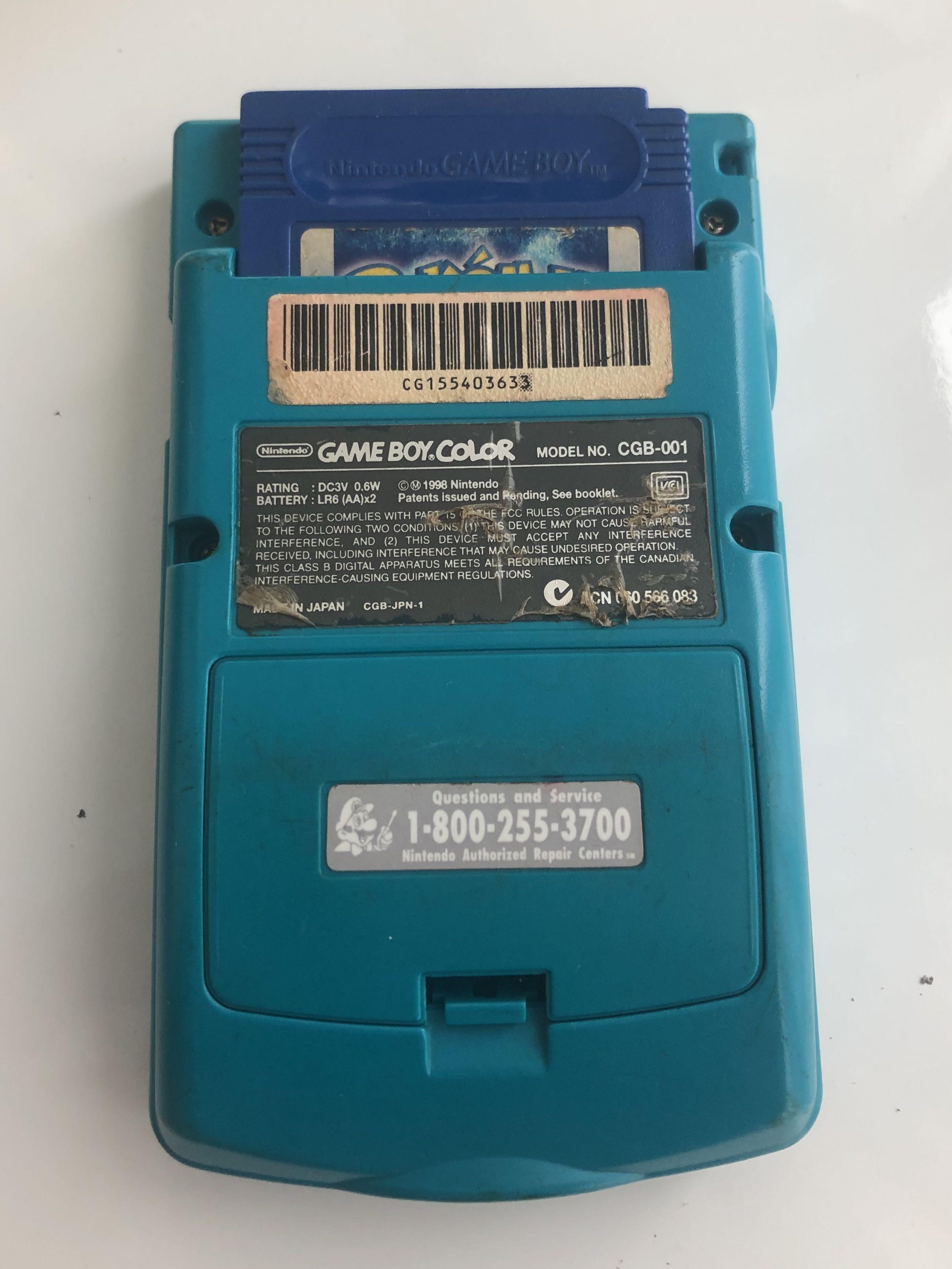 Teal Game Boy Color and Pokemon Blue, Video Gaming, Video Game Consoles ...