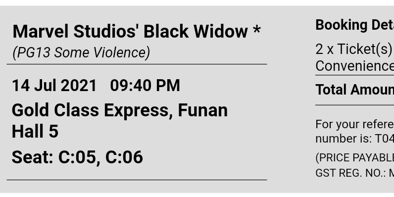 Black Widow GV Gold Class Express @ Funan x 2, Tickets & Vouchers ...