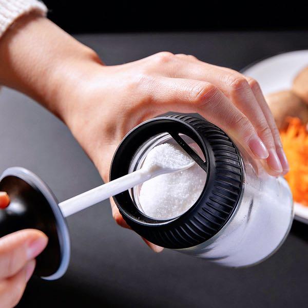 BNIB Moisture Proof Black Cruet Seasoning Spice Jar Spoon Lid (Moisture ...