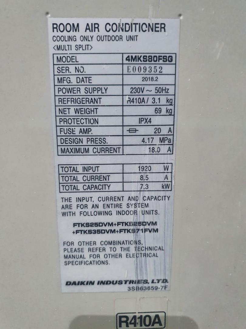 Daikin system 4 9k/9k/12/18k BTU for commercial and home purposes, TV ...