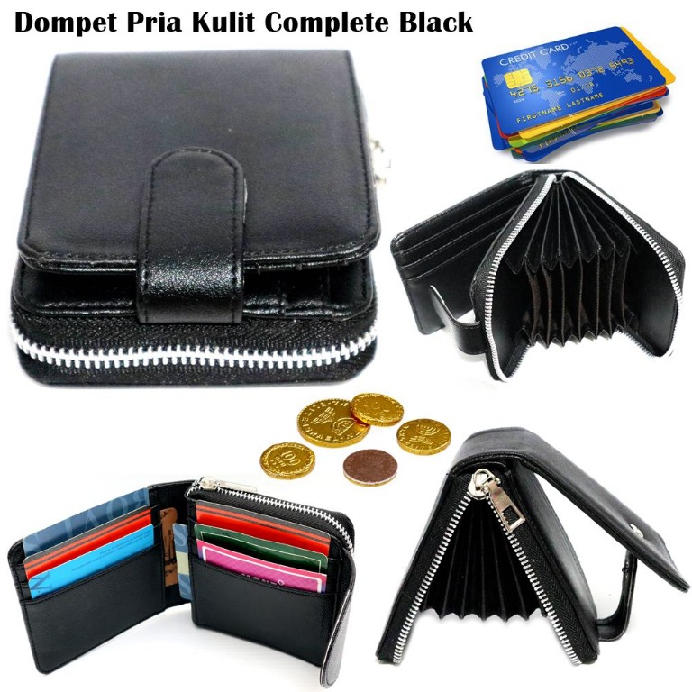 Dompet Resleting Pria Kulit kartu Complete, Fesyen Pria, Tas & Dompet ...