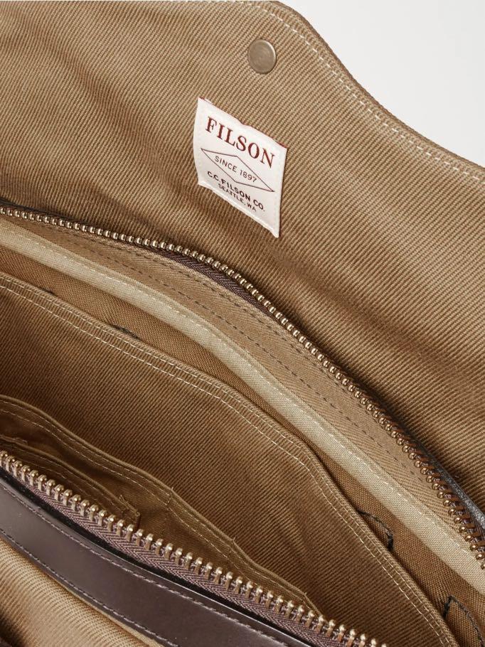 Filson Original 256 Leather-Trimmed Twill Briefcase, Men's Fashion ...