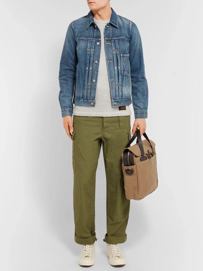 Filson Original 256 Leather-Trimmed Twill Briefcase, Men's Fashion ...