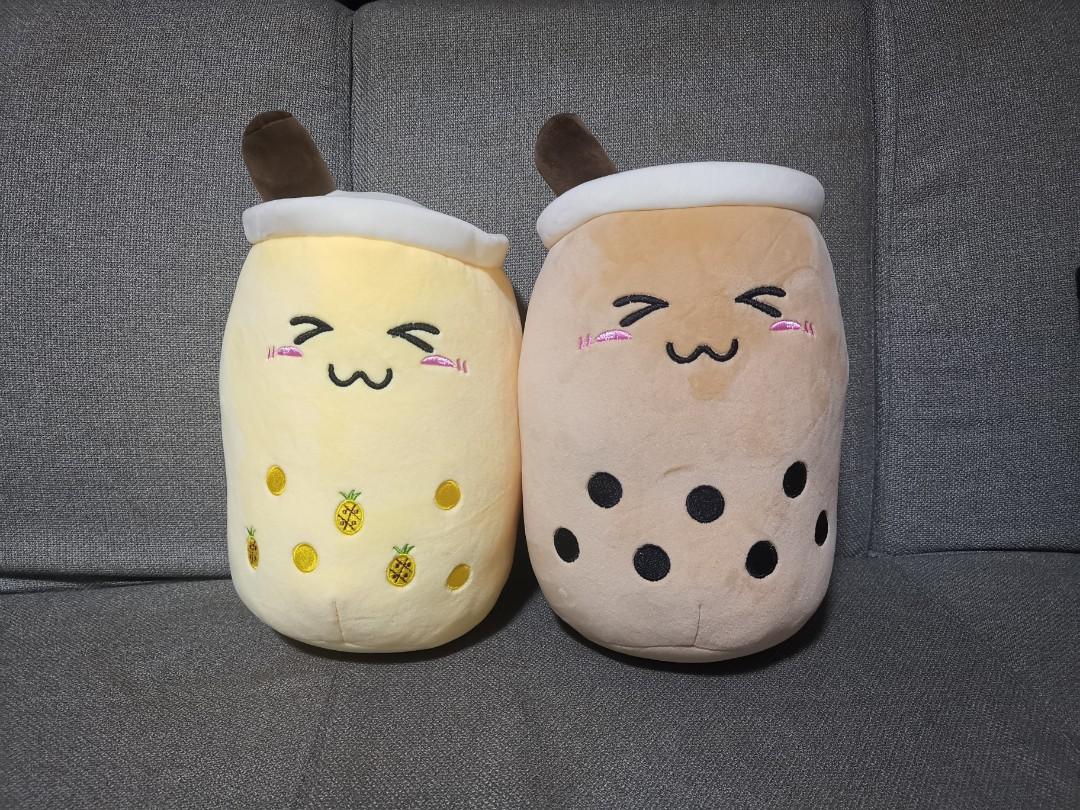 Fun claw big size bubble tea bbt boba plush toy / brown and yellow ...