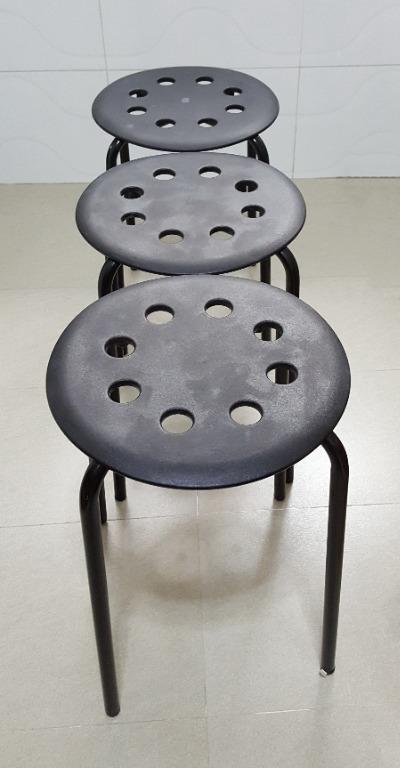 Ikea Black Stackable Stools, Furniture & Home Living, Furniture, Chairs ...