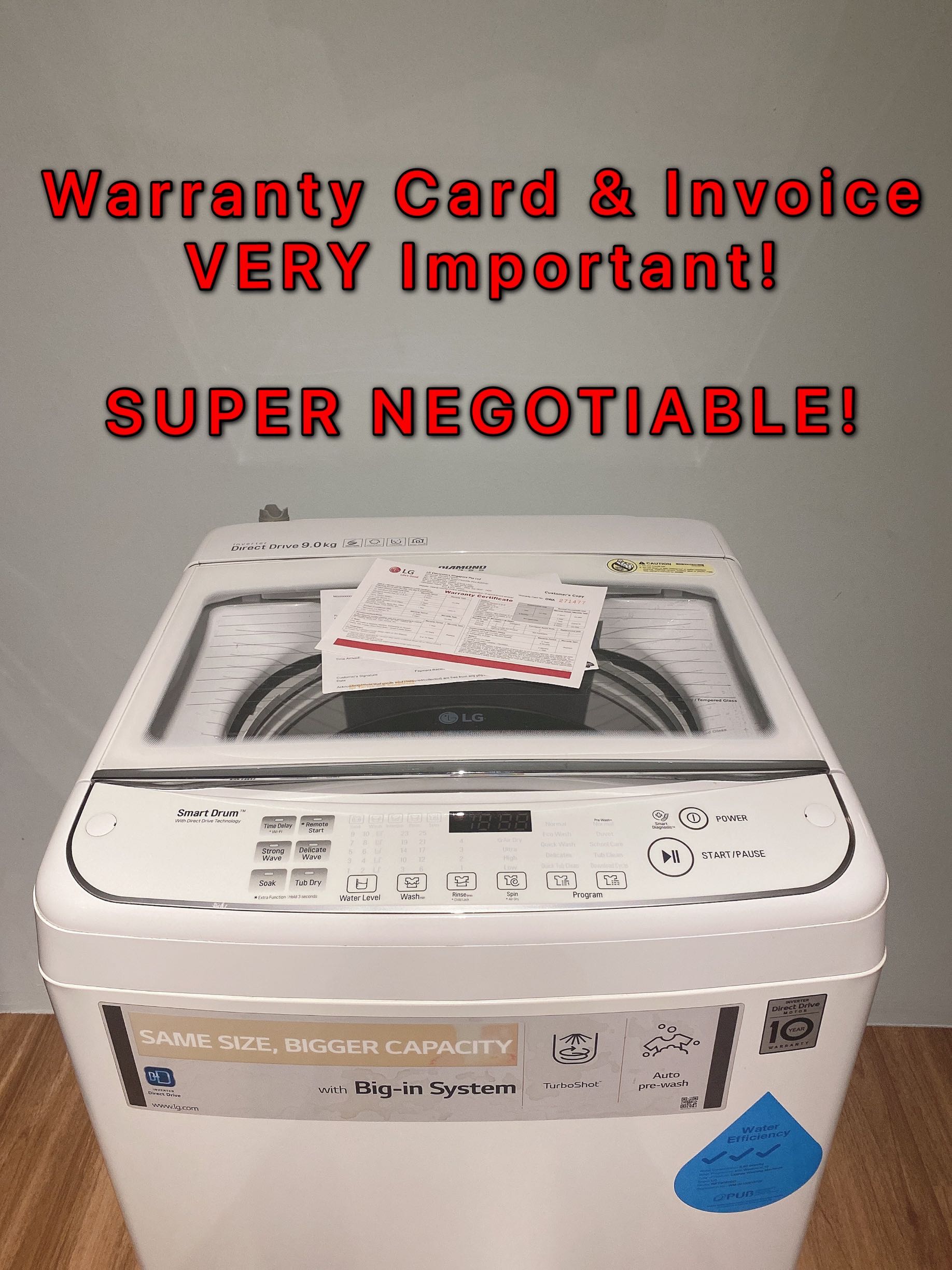 LG 9KG Direct Drive Top Load Washing Machine (WFT9081DD), TV & Home ...