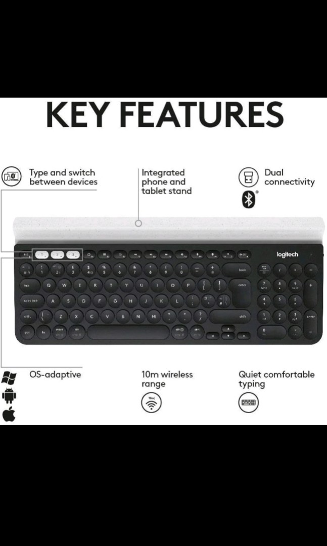 Logitech K780 Multi-Device Wireless Keyboard, Computers & Tech, Parts ...