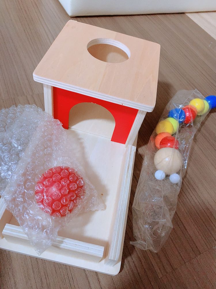 Montessori Ball drop box (Red), Babies & Kids, Infant Playtime on Carousell