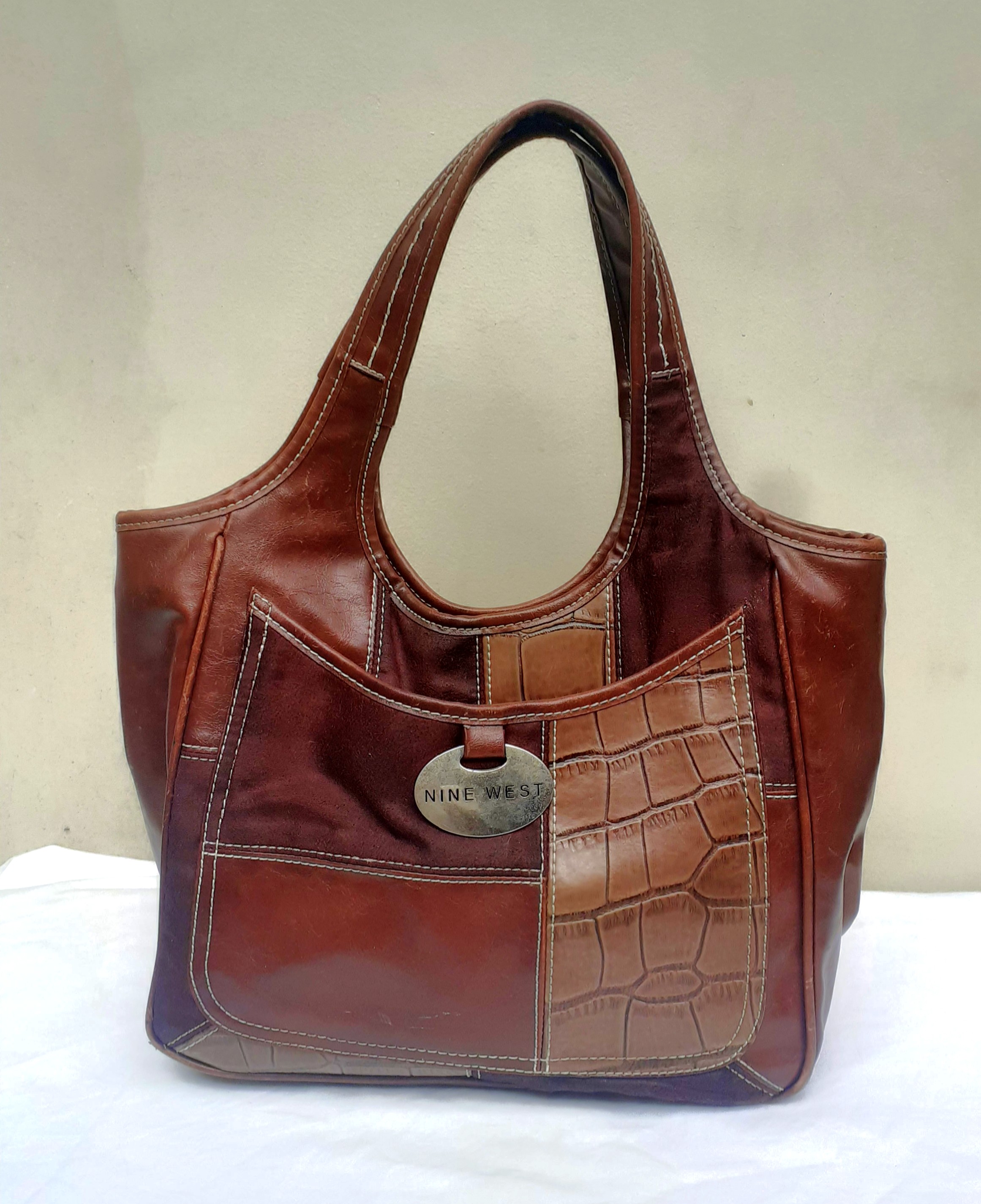 Nine West Brown Leather Handbag, Women's Fashion, Bags & Wallets ...