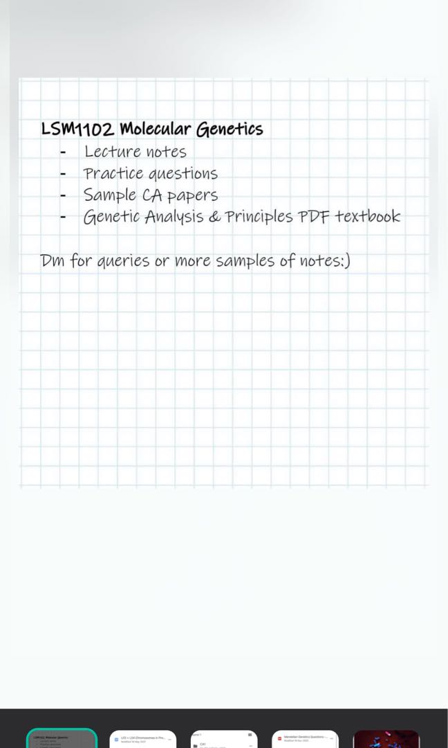 NUS Life Science AY20/21 LSM1102/LSM2105 Molecular Genetics Module ...