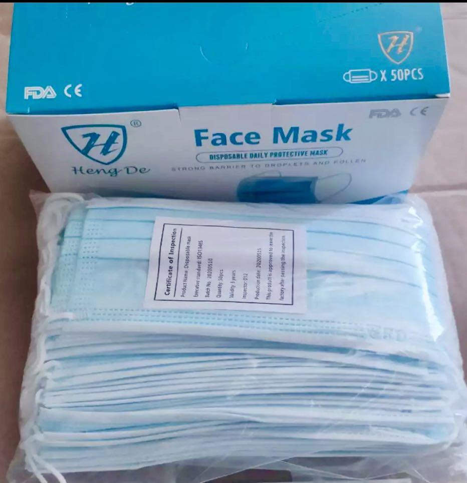 Original Heng de Face Mask 3 ply with gold seal and markings, Health ...