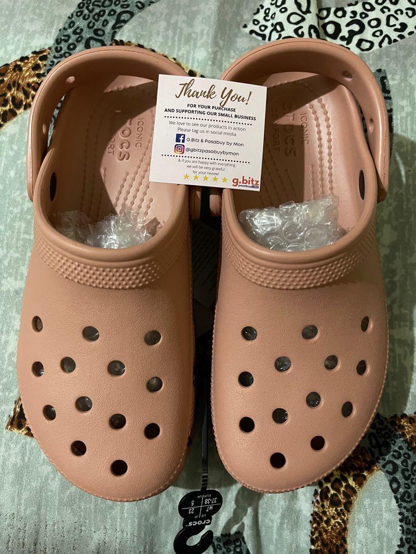 Pale blush classic platform crocs, Women's Fashion, Footwear, Slippers ...