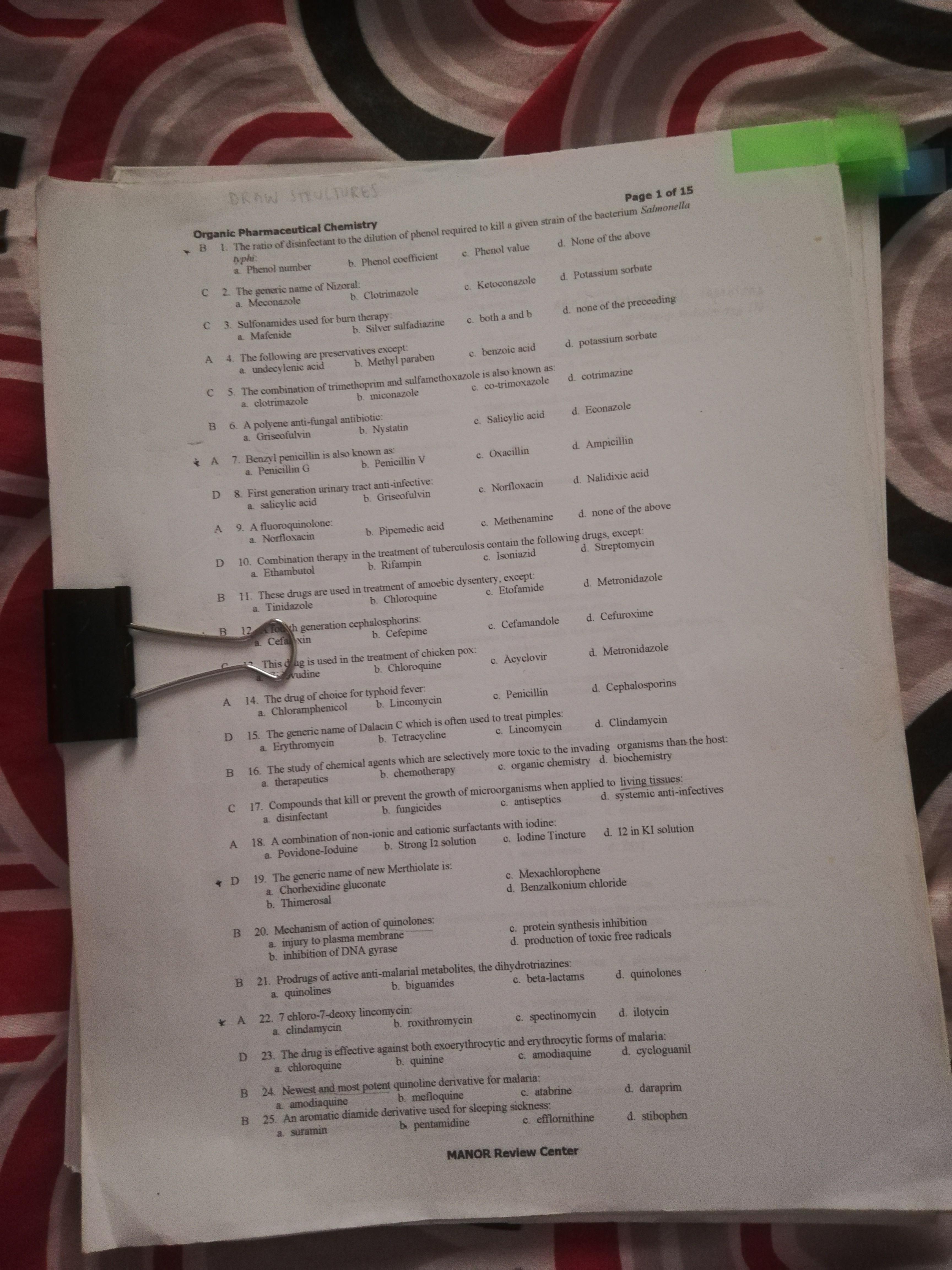 Printed PACOP pharmacy boards reviewer (Pink, red, green, blue set ...