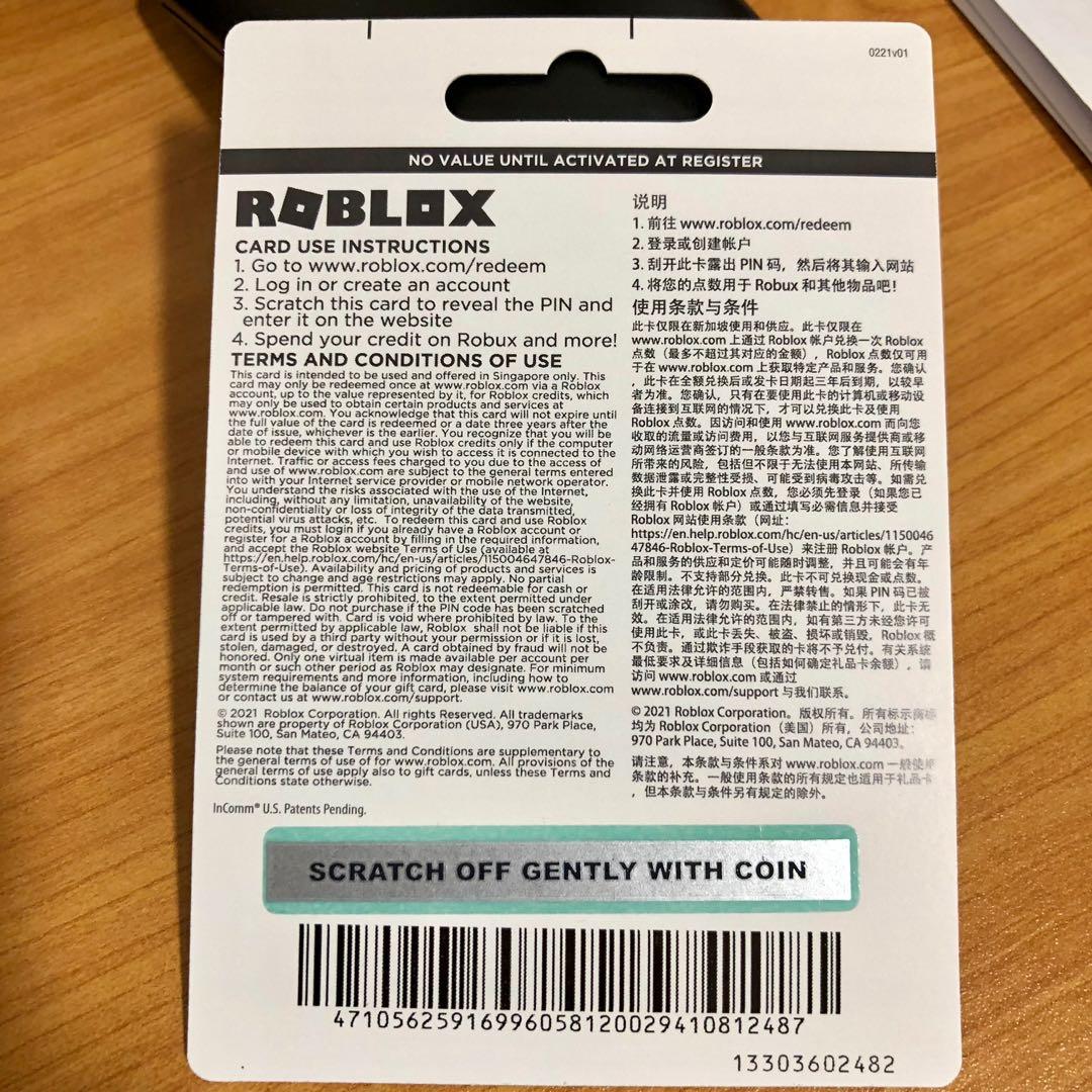 Roblox 30 Card Video Gaming Gaming Accessories Game Gift Cards