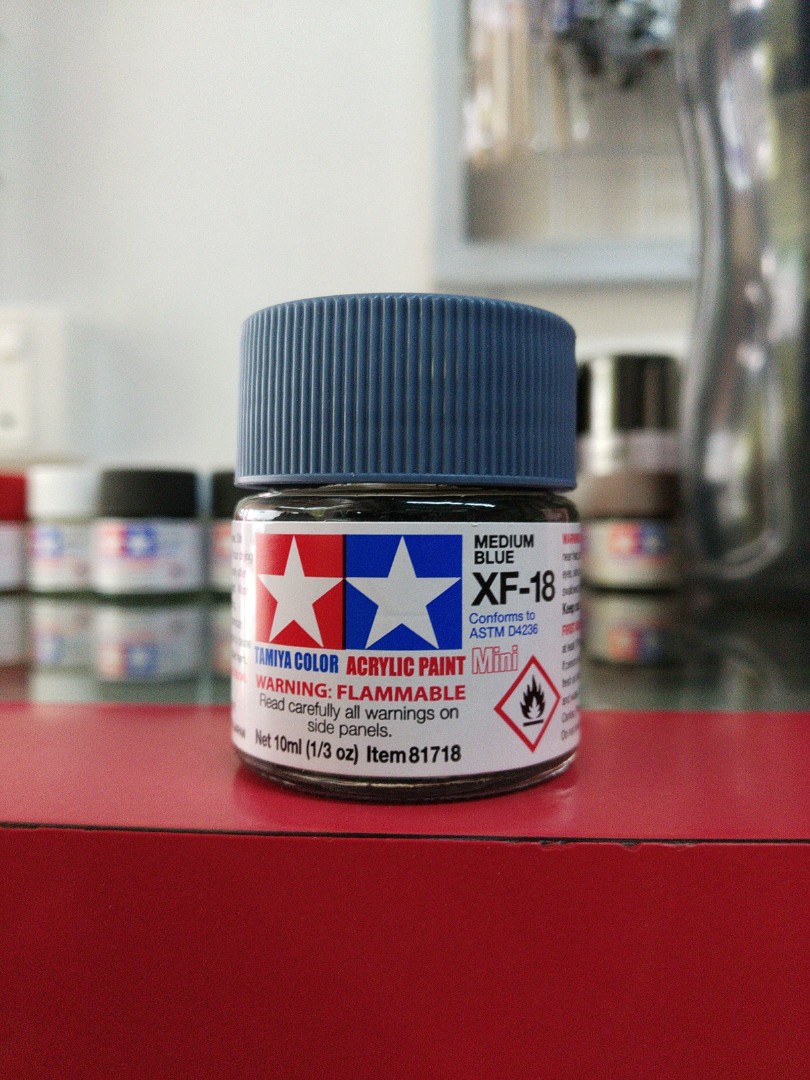 Tamiya XF-18 Medium Blue Acrylic Paint Mini, Hobbies & Toys, Stationery ...