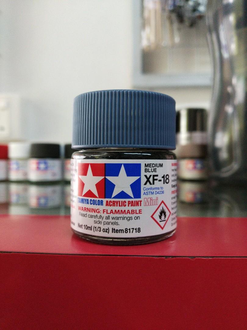 Tamiya XF-18 Medium Blue Acrylic Paint Mini, Hobbies & Toys, Stationery ...