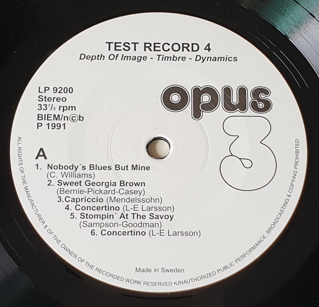 Test Record 4 ~ Depth Of Image - Timbre - Dynamics ( OPUS 3 ) LP ...