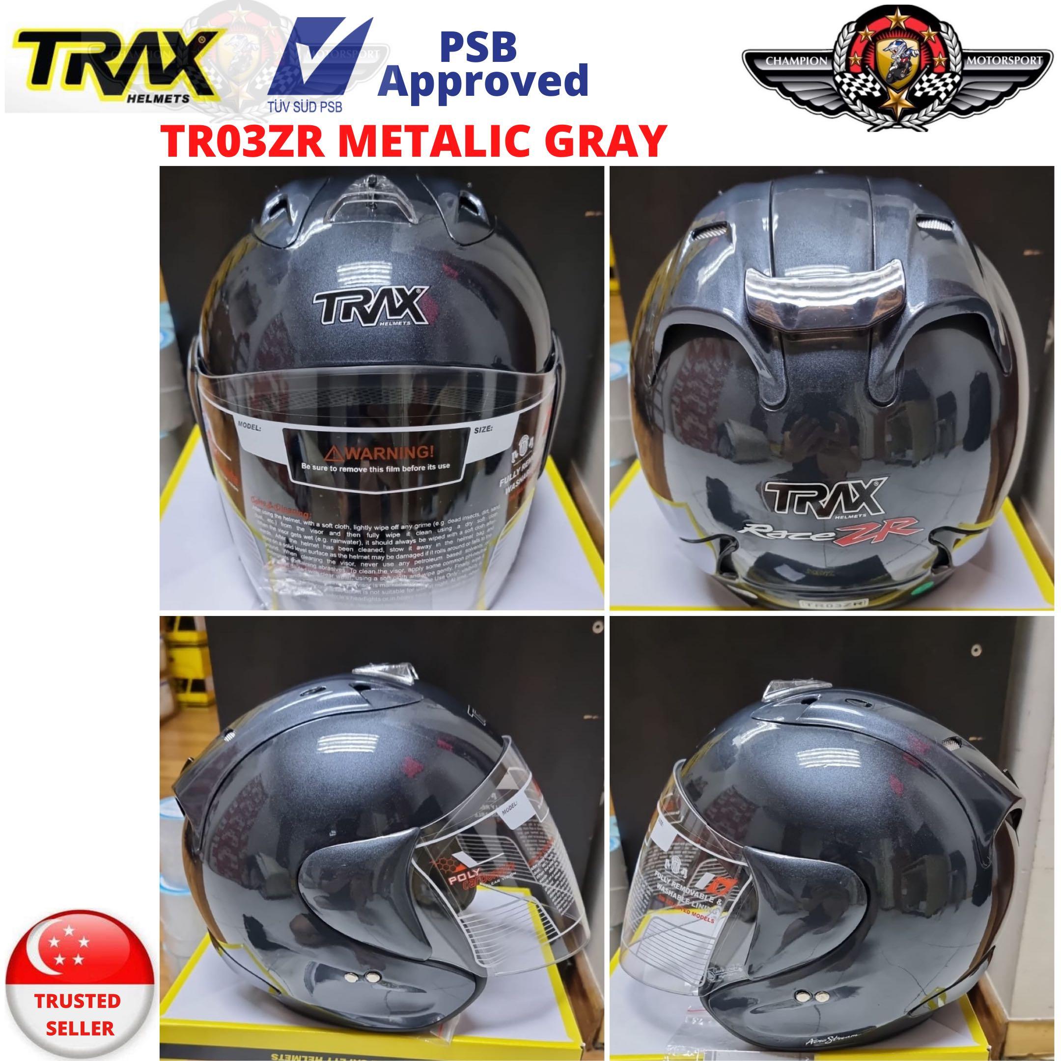 TRAX Helmet TR03ZR Matt Titan/ Metalic Gray/ Matt Black/ Glossy Black ...