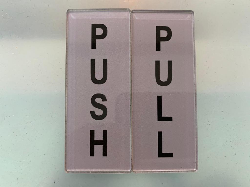 Acrylic Push/Pull Sign 40 x 100mm Grey, Hobbies & Toys, Stationery ...