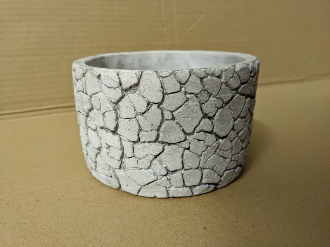 Concrete Pot Cracked Texture 15cm for succulents, Furniture & Home ...