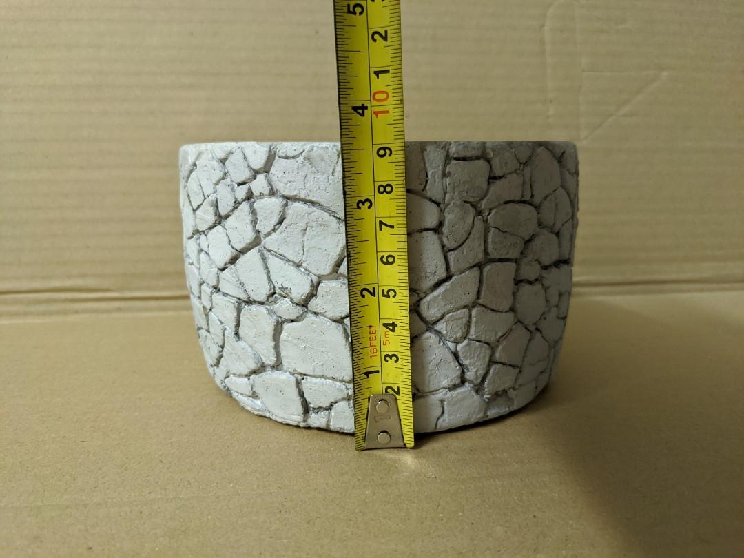 Concrete Pot Cracked Texture 15cm for succulents, Furniture & Home ...