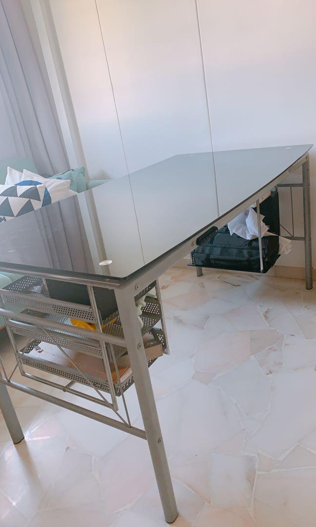 Glass Study Table, Furniture & Home Living, Furniture, Other Home ...