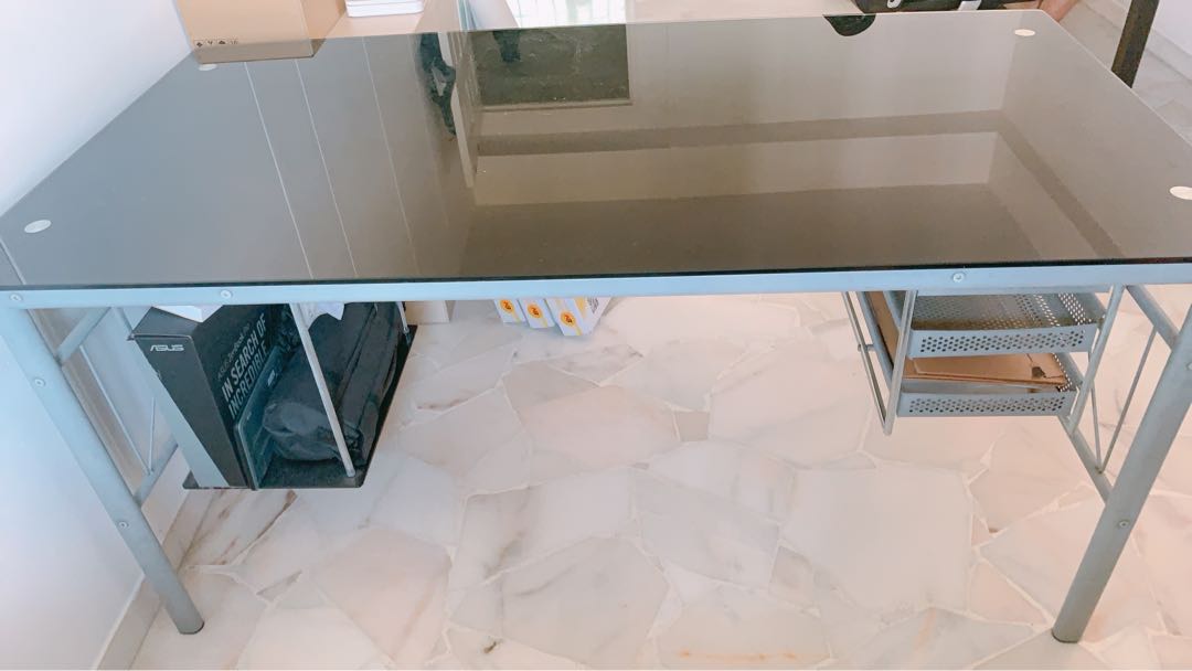 Glass Study Table, Furniture & Home Living, Furniture, Other Home ...