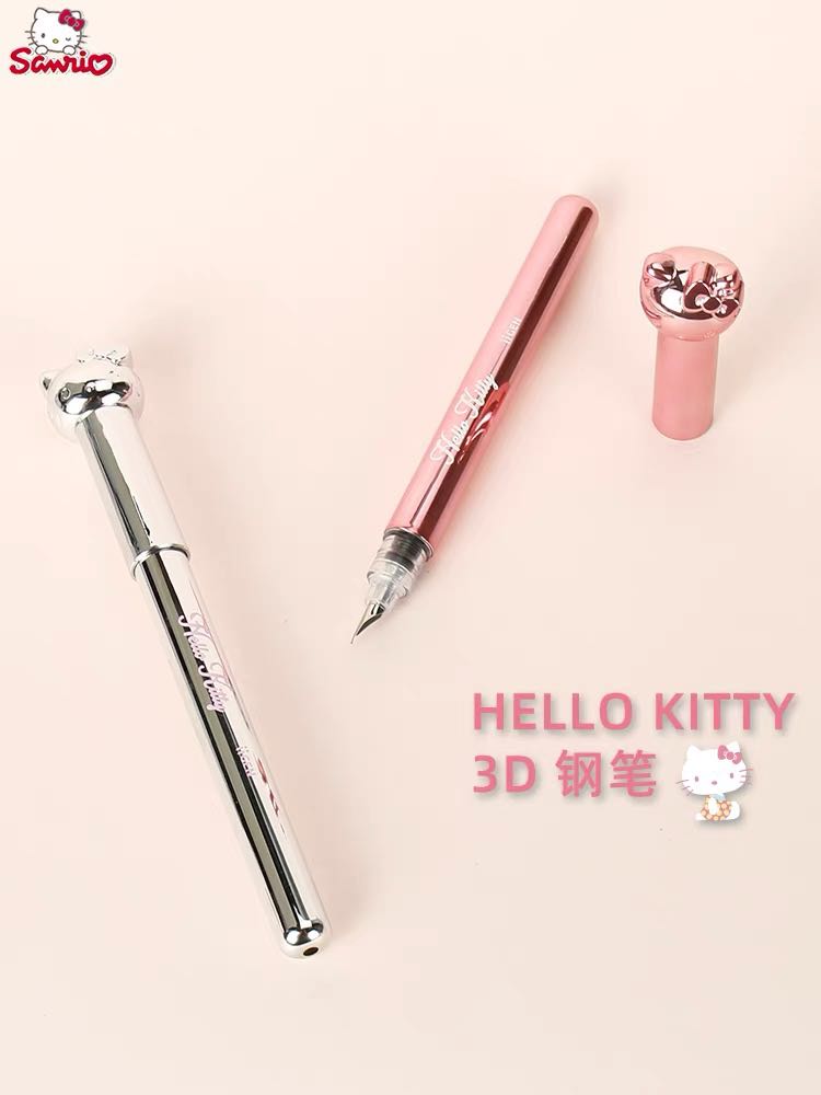 Hello Kitty Fountain Pens Silver Rose Gold, Hobbies & Toys, Stationery ...