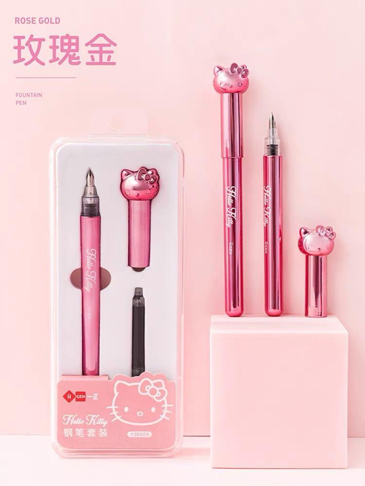 Hello Kitty Fountain Pens Silver Rose Gold, Hobbies & Toys, Stationery ...
