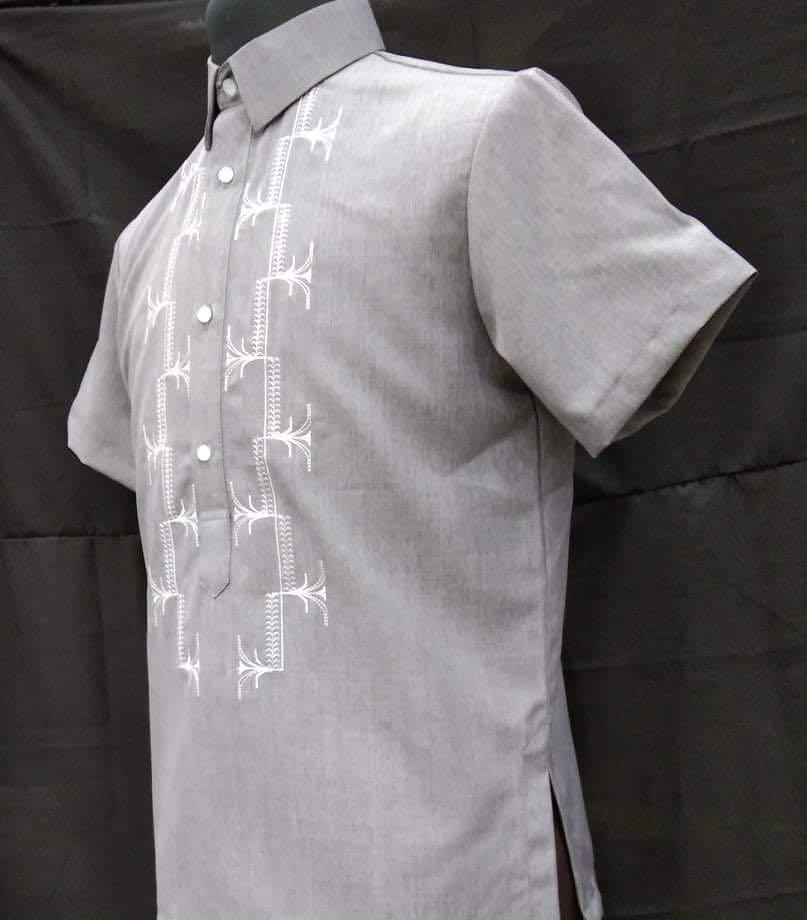 POLO BARONG Charcoal Grey, Men's Fashion, Tops & Sets, Formal Shirts on ...