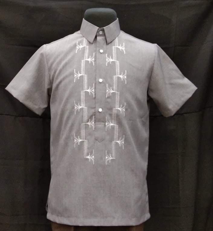 POLO BARONG Charcoal Grey, Men's Fashion, Tops & Sets, Formal Shirts on ...