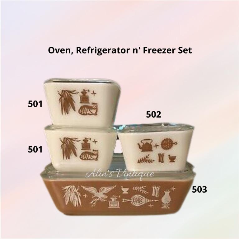 Vintage Pyrex Early American Refrigerator Set, Furniture & Home Living ...