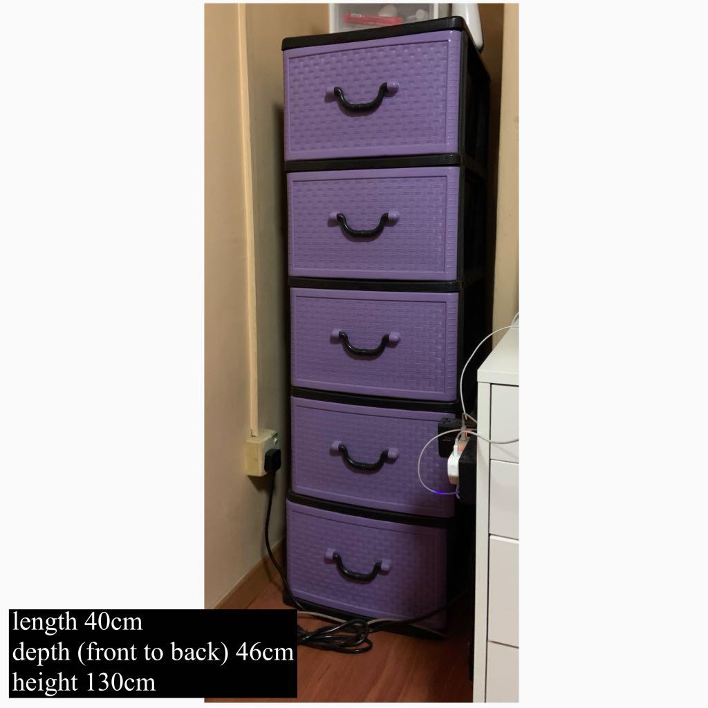 Purple Plastic Cabinet Drawer, Furniture & Home Living, Furniture ...