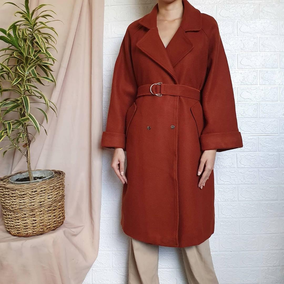 RUST KOREAN WOOL COAT, Women's Fashion, Coats, Jackets and Outerwear on ...